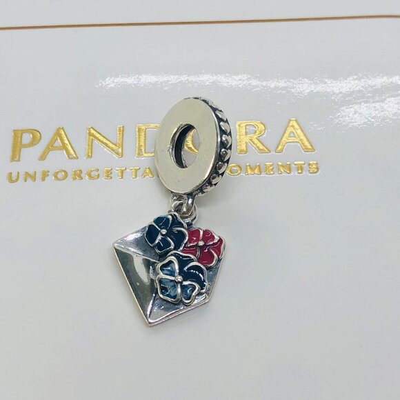 Pandora | Jewelry | Pandora Pansy Flower Envelope Dangle Charm | Poshmark